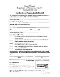 Nevada Real Estate Divison Form 2019 - Fingerprinting Express - Live ...
